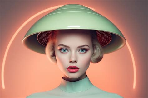 Premium Photo Retro Portrait Of Blonde Girl With Blue Eyes And