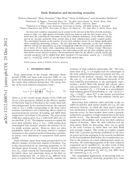 Pdf Dark Radiation And Interacting Scenarios Maria Archidiacono