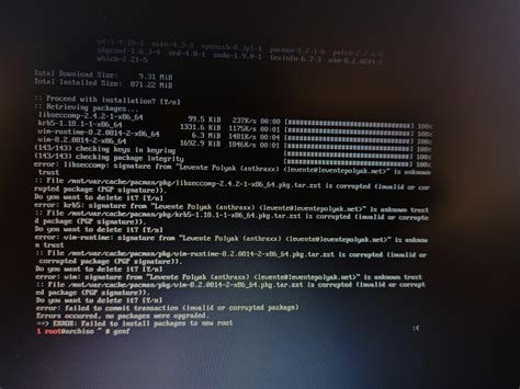 i am trying to install arch in vmware but i am getting below error when