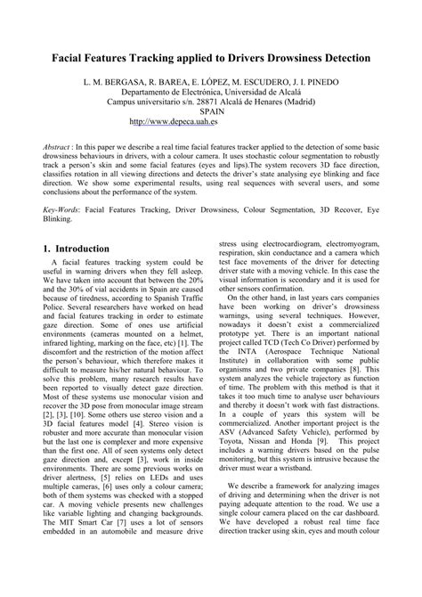 Pdf Facial Features Tracking Applied To Drivers Drowsiness Detection