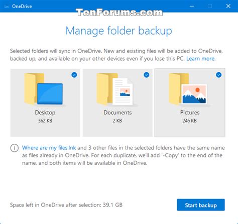 Turn On Or Off OneDrive PC Folder Backup Protection In Windows Tutorials