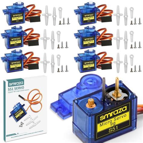 Micro Servo Motor Smraza SG90 9g Metal Gear Para Arduino 6 Unidades