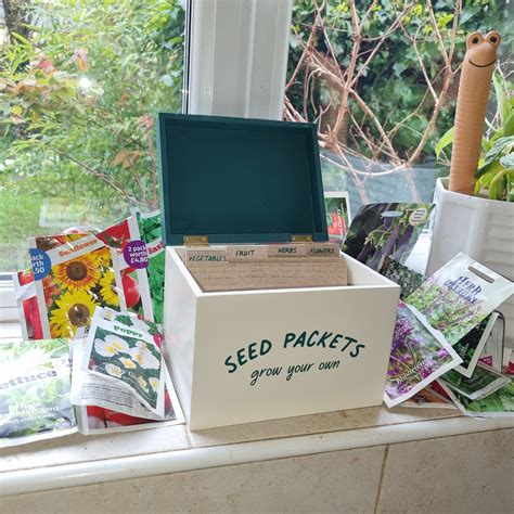 Seed Packet Storage Box Dividers Cream E Pots