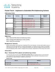 12 9 1 Packet Tracer Implement A Subnetted IPv6 Addressing Scheme Pdf Packet Tracer