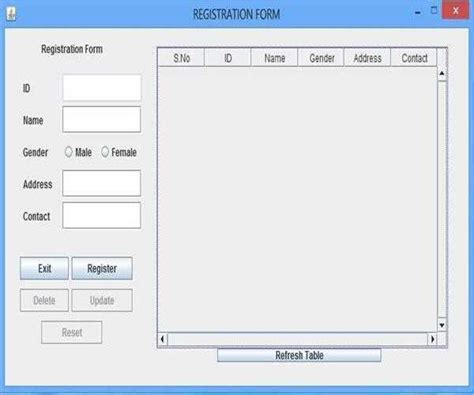Simple Registration Form Using Java Swing Mindstick