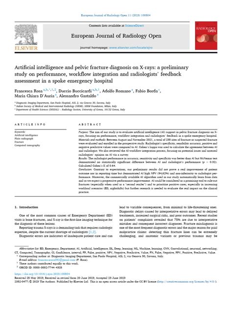 Artificial Intelligence And Pelvic Fracture Diagnosis On X Rays A