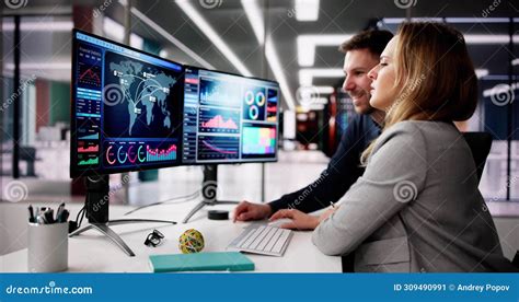 Data Analyst Using Data Analytics Kpi Stock Image Image Of Monitor Predictive 309490991