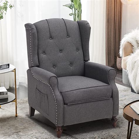 Buy Consofa Wingback Recliner Chair With Massage And Heat Tufted Fabric