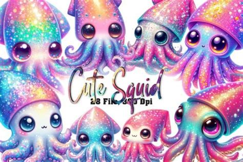 Watercolor Cute Squid Clipart Graphic By Dreamshop · Creative Fabrica