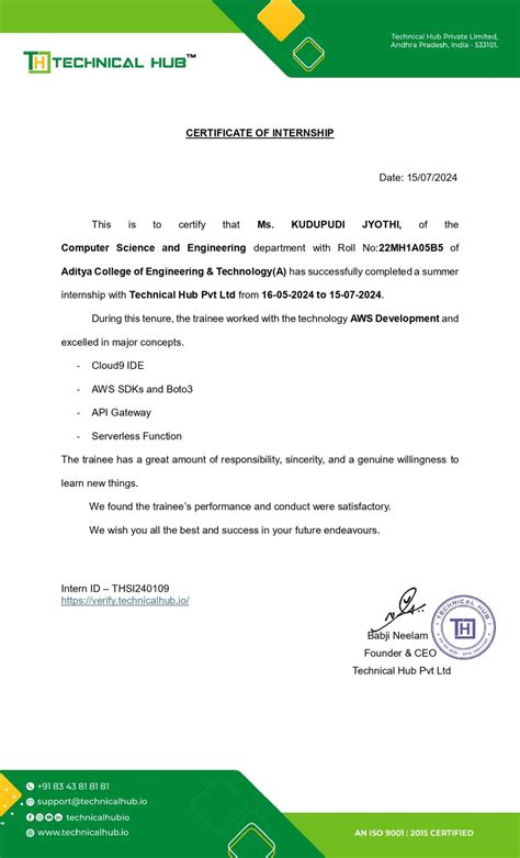 Jyothi Kudipudi On Linkedin Aws Cloudcomputing Internship