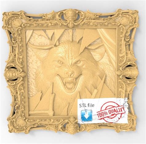 Angry Wolf 3d STL Model For CNC Router Relief Artcam Aspire Engraver