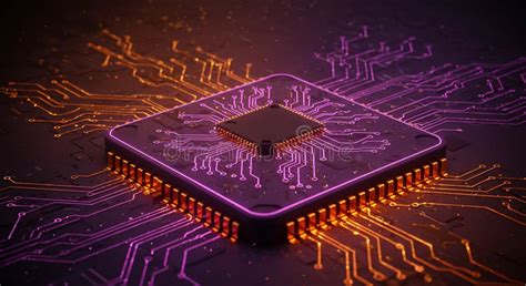 A Central Processing Unit Cpu Is Depicted Featuring Glowing Orange