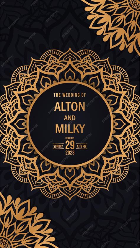 Premium Vector Golden Mandala Wedding Invitation Card Template