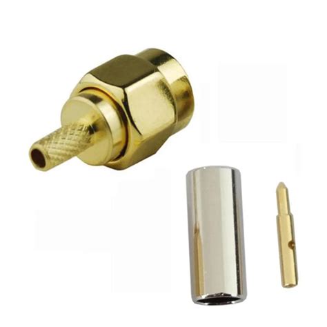 2pcs Sma Male Crimp Plug Connector For Rg316 Rg174 Lmr100 Cable Sma