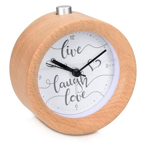 Navaris Reisewecker Analog Holz Wecker Mit Snooze Retro Uhr Rund Mit