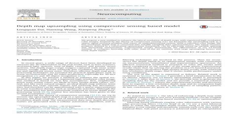Depth Map Upsampling Using Compressive Sensing Based Model Pdf Document