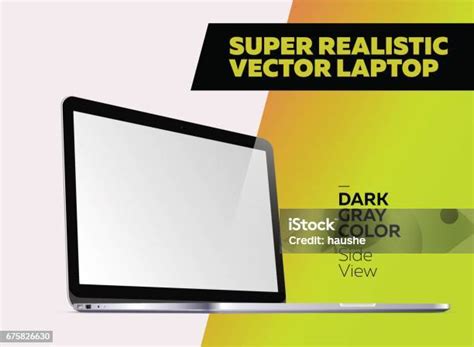 Notebook Vektor Super Realistis Dengan Layar Kosong Ilustrasi Stok