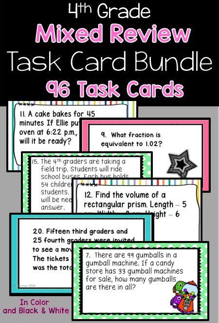 Th Grade Math Mixed Review Task Cards Bundle Print Google Slides