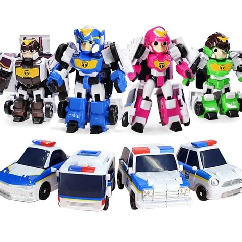 Toy Cop Transformation Auto Justice Rescue Team Car Transform Robot
