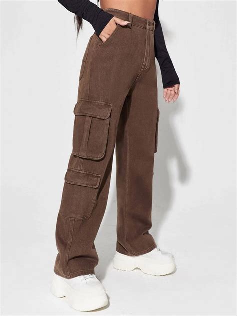 High Waisted Flap Pocket Cargo Jeans Cargo Pants Outfit Outfits Con