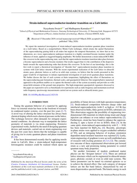 Pdf Strain Induced Superconductor Insulator Transition On A Lieb Lattice