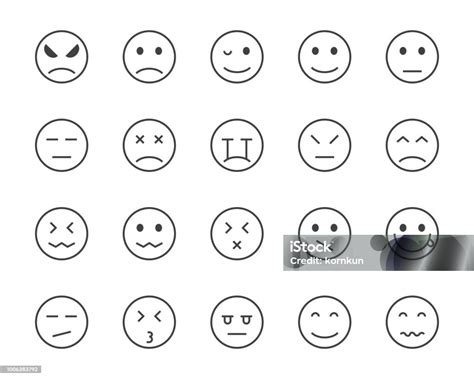 Emoji 表情向量行圖示集向量圖形及更多人圖片 人 人的臉部 卡通 Istock