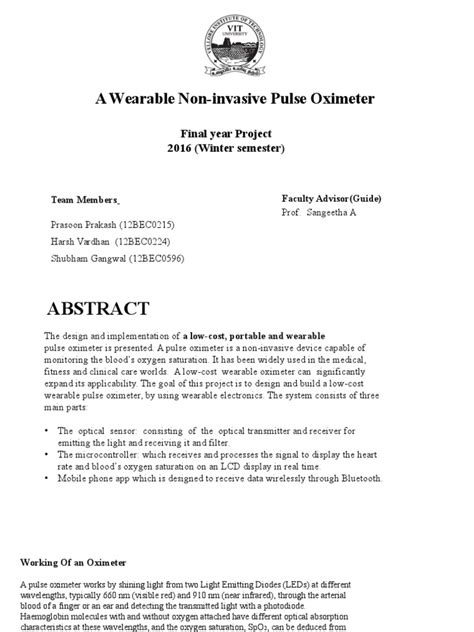 pulse oximeter project pdf light emitting diode wi fi