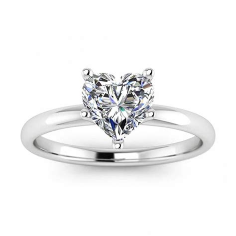 Anillo de compromiso de diamante en forma de corazón plata Etsy