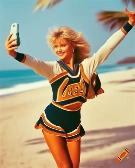 Hyperrealistic Selfie Of Korean Idol Actress In Cheerleader Uniform On