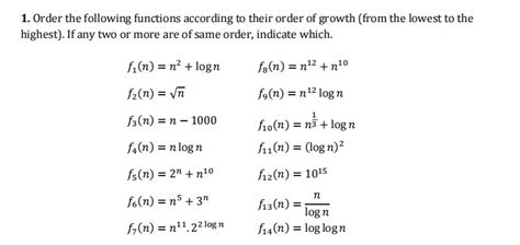 GET ANSWER 1 Order The Following Functions According To Their Order
