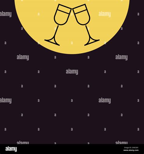 Two Wine Glasses Icon Clink Cheers And Toasting Vector Outline Illustration Stock Vector