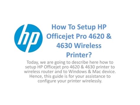 How To Setup Hp Officejet Pro 4620 And 4630 Wireless Printer