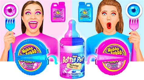 Pink Food Vs Blue Food Color Challenge Funny Situations By Craft4fun