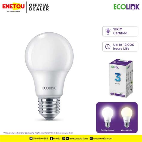 Ecolink 3w Led Bulb E27 230v 3000k 6500k Shopee Malaysia