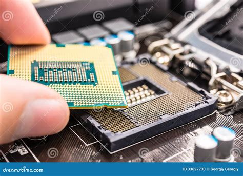 Installation Of Computer Processor In The Socket Stock Photo Image Of Medicine Leisure