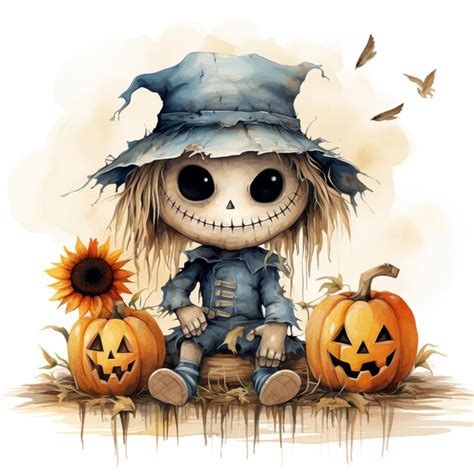 Premium Ai Image Cartoon Illustration Of A Scare With A Pumpkin And A