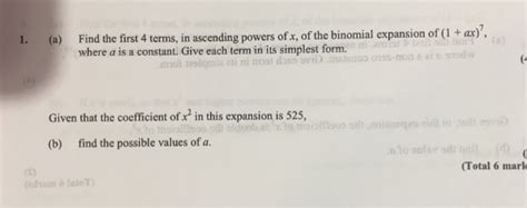 solved 1 ax find the first 4 terms in ascending powers of
