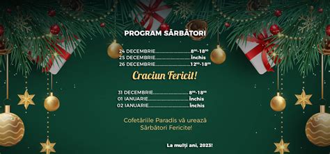 Program Sarbatori Cofetariile Paradis Mobile 1 Cofetaria Paradis
