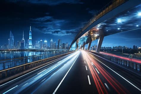 Premium Ai Image Cityscape At Night Frames A Bustling Urban Traffic Road In Captivating Scenery