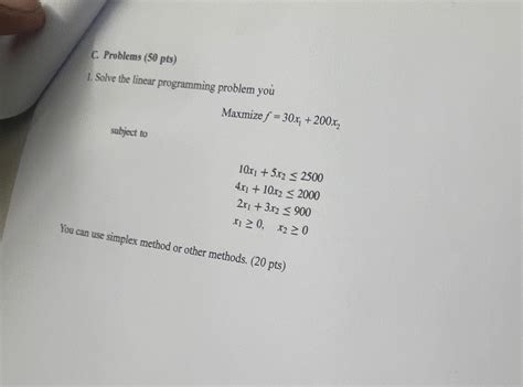 Solved C ﻿problems 50 ﻿ptssolve The Linear Programming