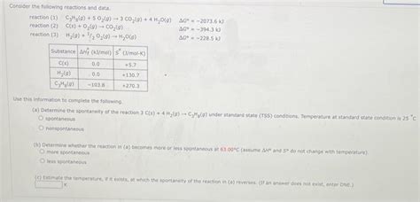 Solved Consider The Following Reactions And Data Reaction Chegg