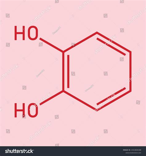 Chemical Structure Catechol C6h6o2 Chemical Resources Stock Vector