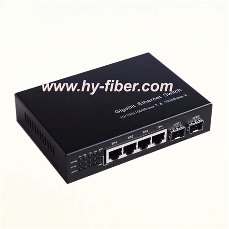 6 Port Gigabit Ethernet Switch Dual Fiber 1310nm 20km 2 SFP And 4 RJ45 GHCOMTEK