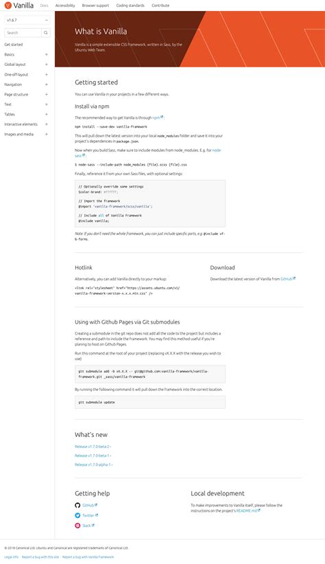Create Docs Homepage Template For Vanilla · Issue 222 · Canonical