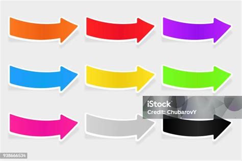 흰색 테두리와 색된 화살표입니다 회색 배경에 스티커 라벨 0명에 대한 스톡 벡터 아트 및 기타 이미지 0명 3차원 형태 검은색 Istock