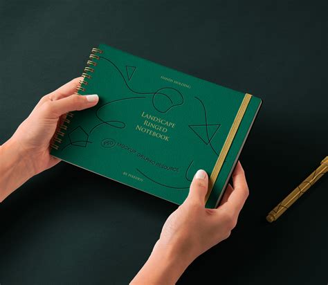Hand Holding Ringed Psd Notebook Mockup Pixeden Club