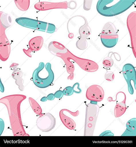 Seamless Pattern With Different Sex Toys Vector Image