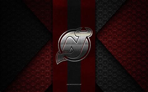 다운로드 뉴저지 데블스 Nhl 레드 블랙 니트 질감 뉴저지 데블스 로고 미국 하키 클럽 뉴저지 데블스 엠블럼 하키