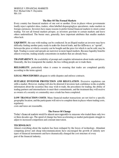 ma 110 module 3 the rise of the formal markets pdf