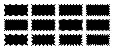 지그재그 가장자리 사각형 모양 세트입니다 벡터 물결 모양 프레임 직사각형입니다 추상 요소 배지 및 레이블 가장자리에 대한 스톡 벡터 아트 및 기타 이미지 Istock